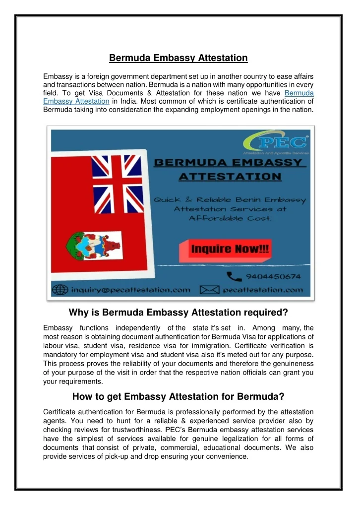 PPT - Bermuda Embassy Attestation PowerPoint Presentation, free ...