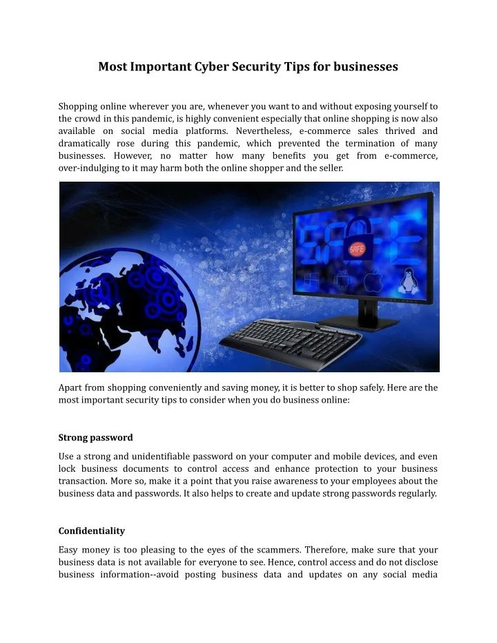 PPT - Most Important Cyber Security Tips for businesses PowerPoint ...