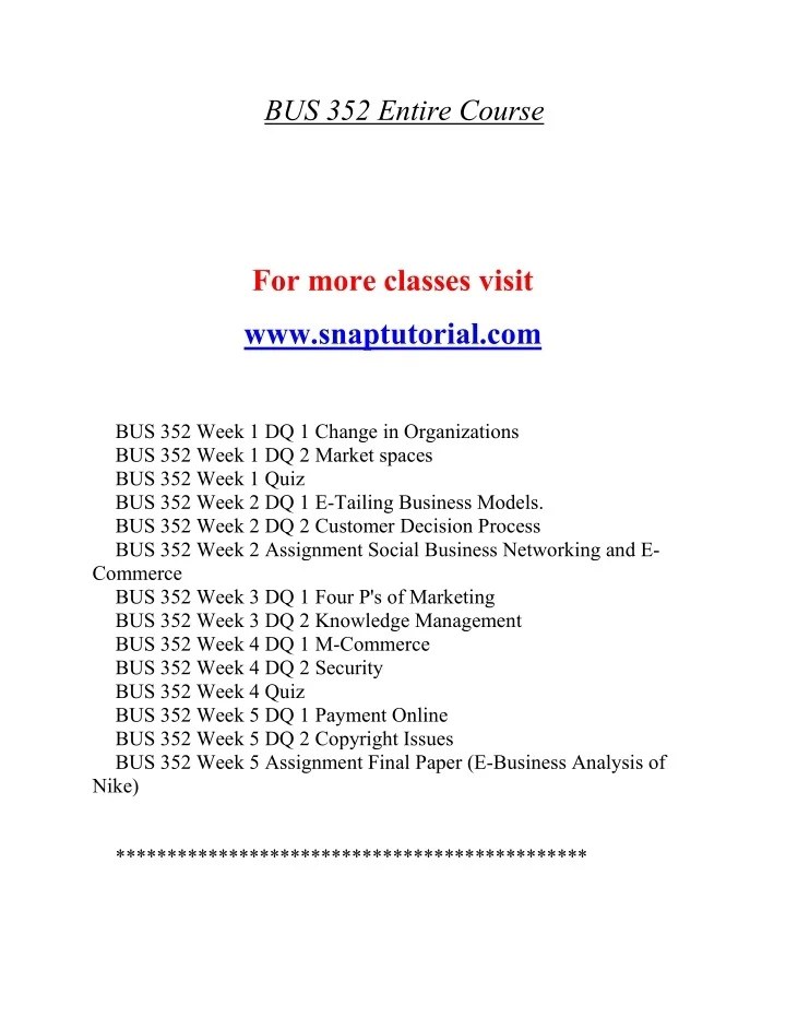 PPT - BUS 352 Inspiring Communication / snaptutorial.com PowerPoint ...