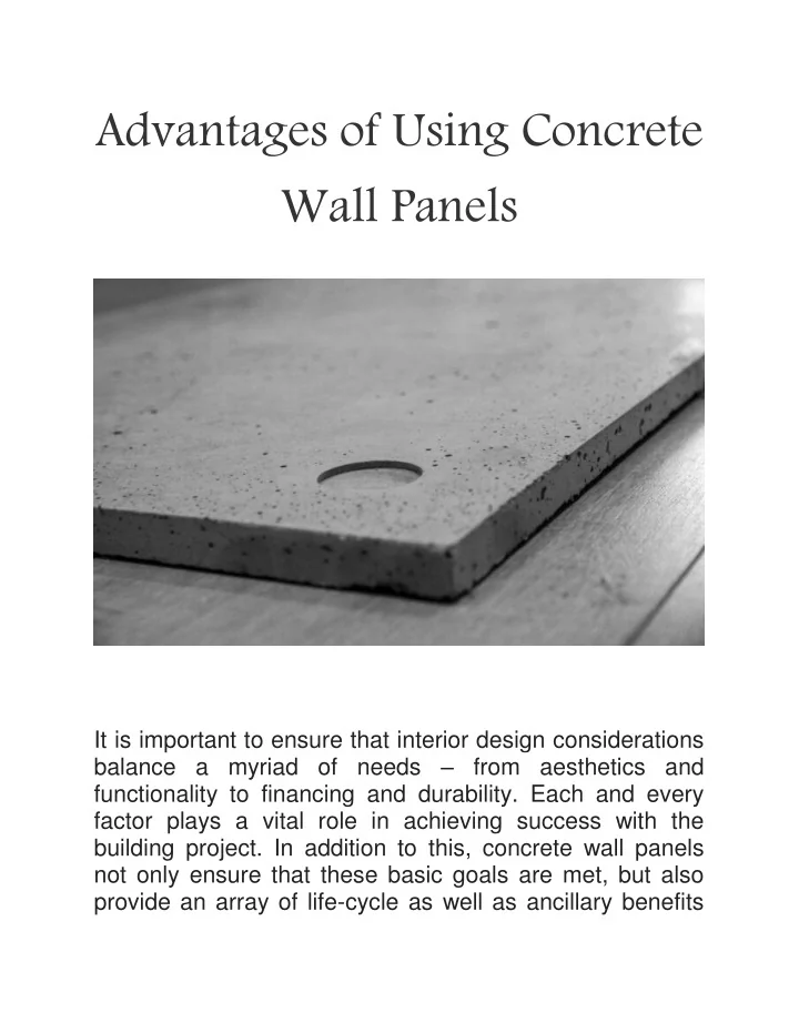 PPT - Advantages of Using Concrete Wall Panels PowerPoint Presentation ...