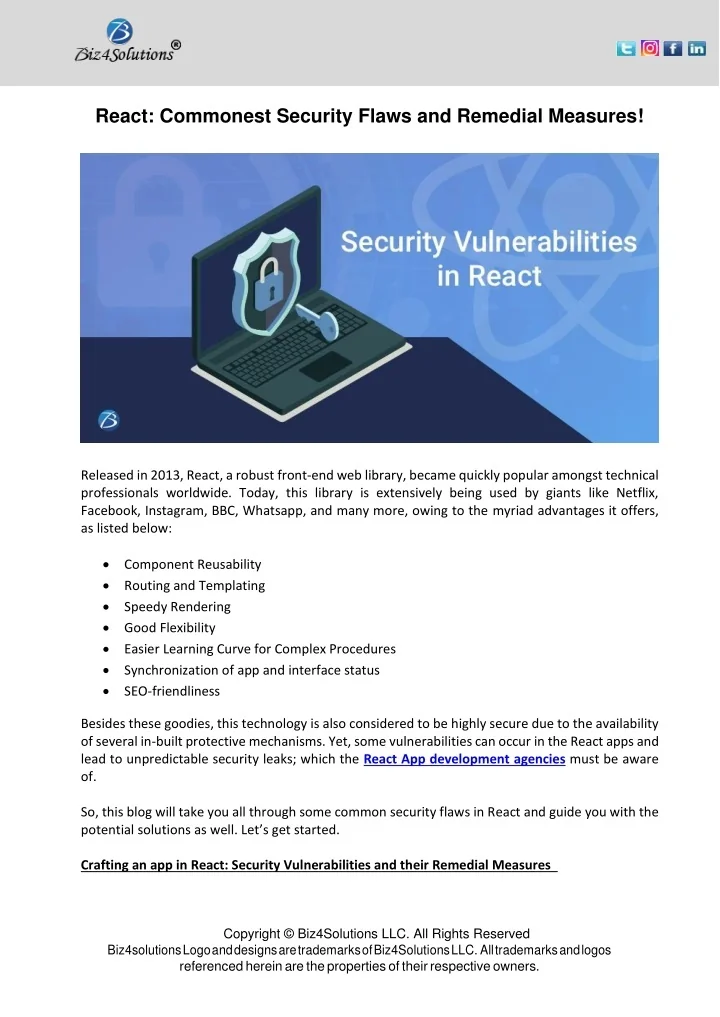 PPT - React Commonest Security Flaws and Remedial Measures! PowerPoint ...