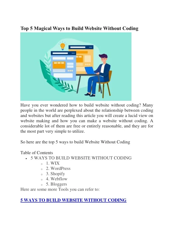 PPT - Top 5 Magical Ways to Build Website Without Coding PowerPoint ...
