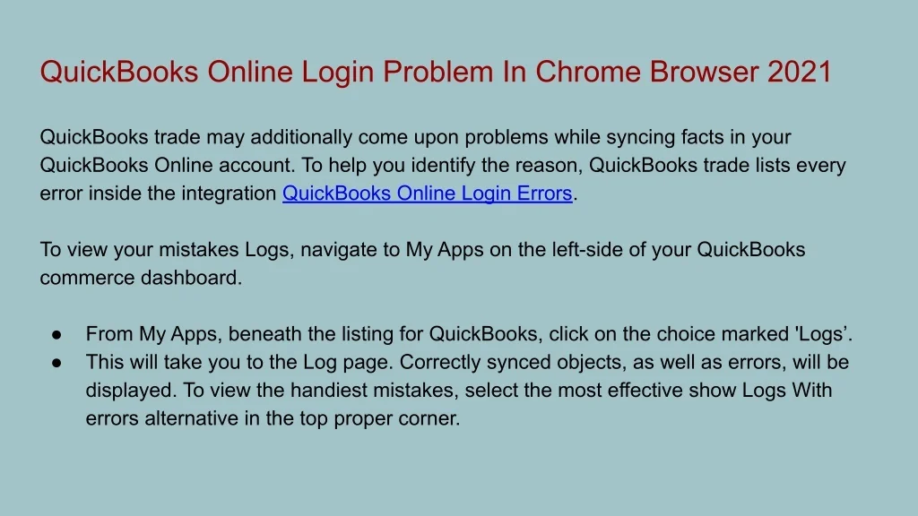 PPT - QuickBooks Online Login Problem In Chrome Browser 2021 PowerPoint ...