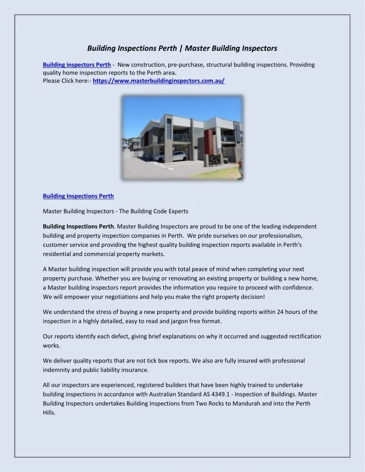 PPT - Building inspectors Perth PowerPoint Presentation, free download ...