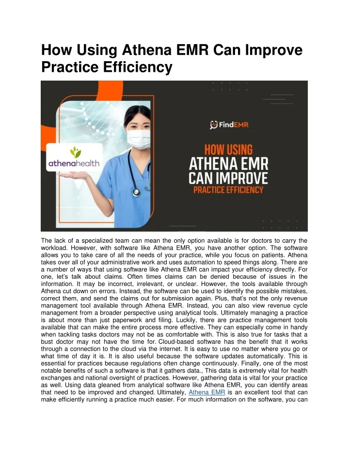 PPT - How Using Athena EMR Can Improve Practice Efficiency PowerPoint ...