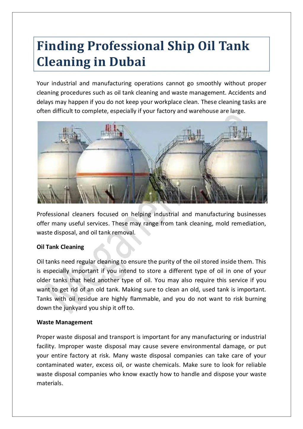 PPT - Finding Professional Ship Oil Tank Cleaning in Dubai PowerPoint ...