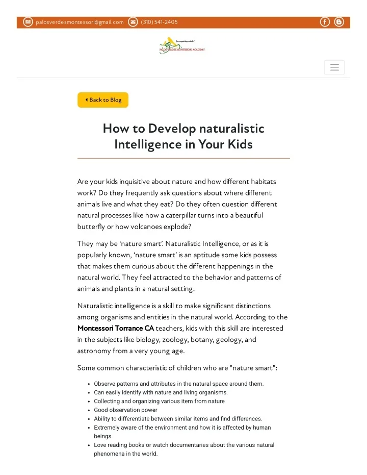PPT - How to develop naturalistic Intelligence in Your Kids PowerPoint ...