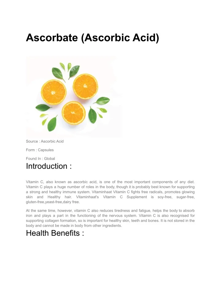 PPT - Ascorbate PowerPoint Presentation, free download - ID:10643270