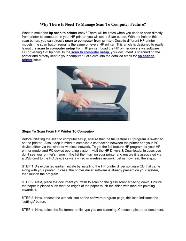 PPT - Why There Is Need To Manage Scan To Computer Feature PowerPoint ...
