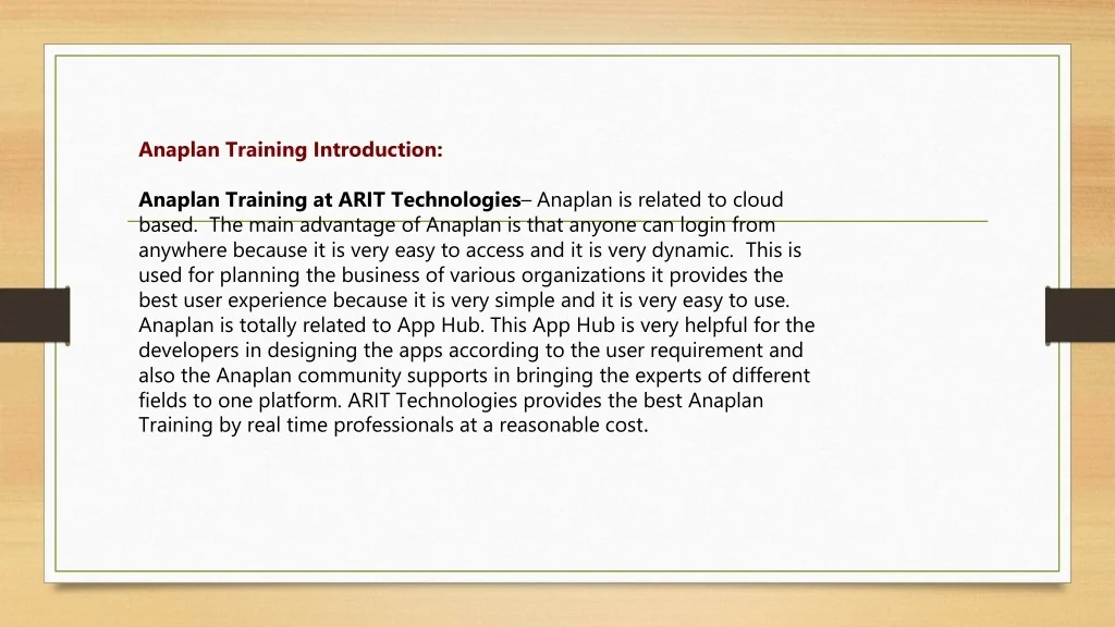 PPT - Anaplan Training | Anaplan Online Training – ARIT PowerPoint ...