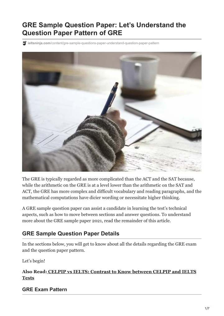 PPT - GRE Sample Question Paper: Let’s Understand the Question Paper ...