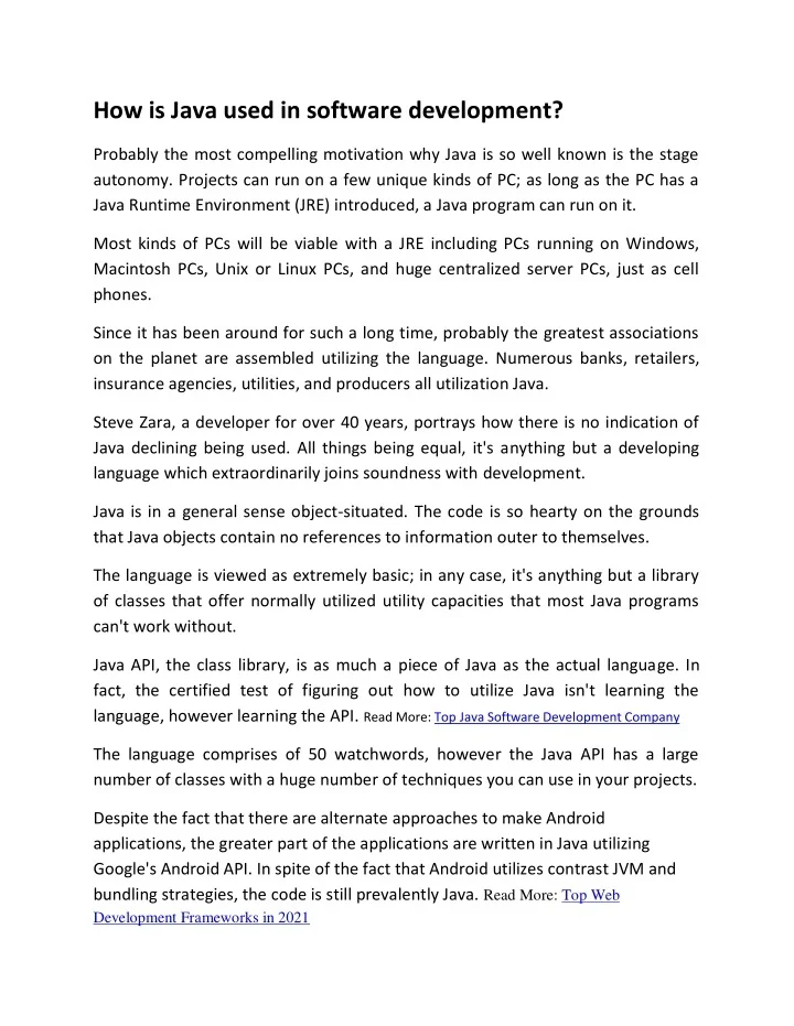 PPT - How is Java used in software development PowerPoint Presentation - ID:10651176