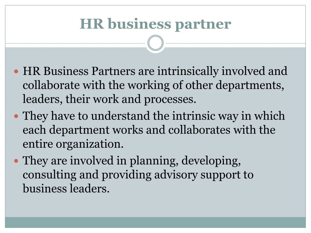 PPT - The difference between an HR business partner and just HR ...