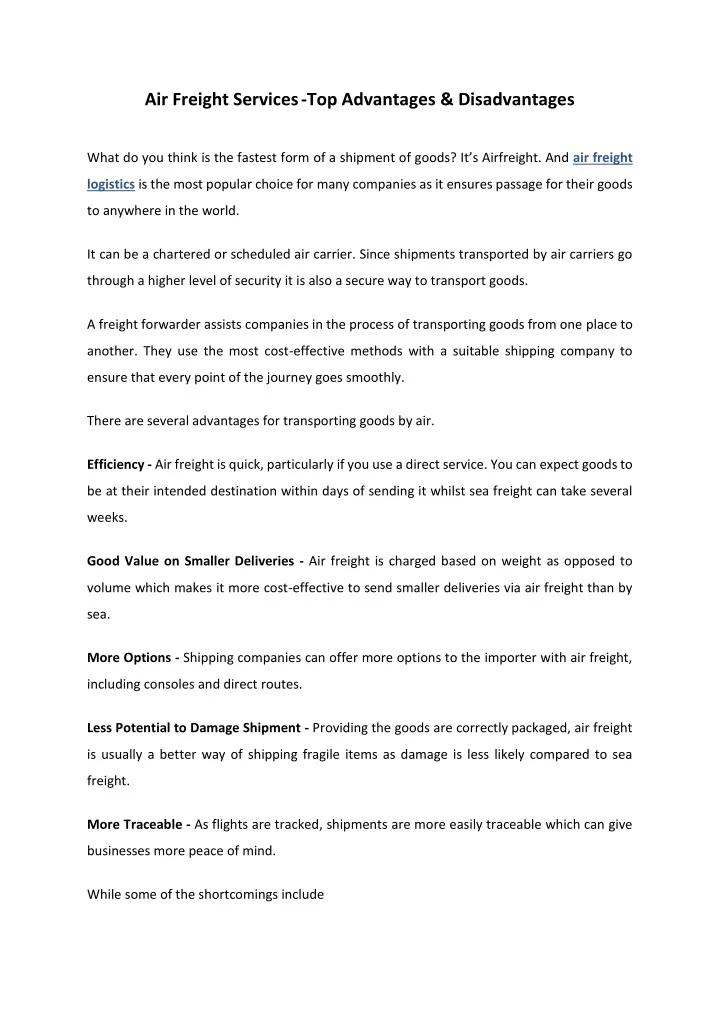PPT - Air Freight Services -Top Advantages & Disadvantages PowerPoint ... PPT - Air Freight Services -Top Advantages & Disadvantages PowerPoint ...