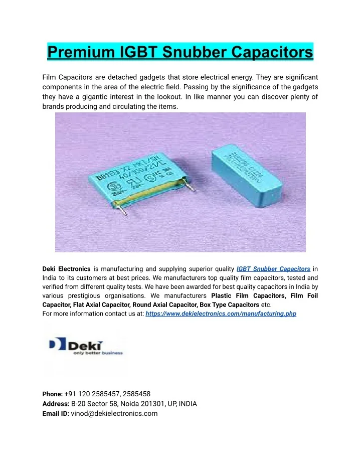 PPT - Premium IGBT Snubber Capacitors PowerPoint Presentation, free ...