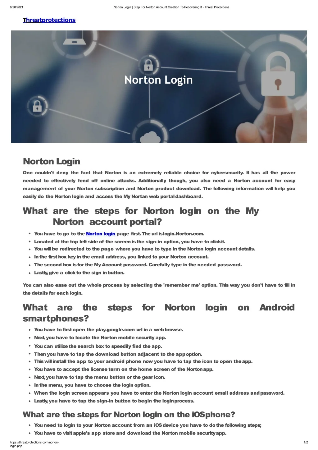 PPT - Norton Login _ Step For Norton Account Creation To Recovering It ...