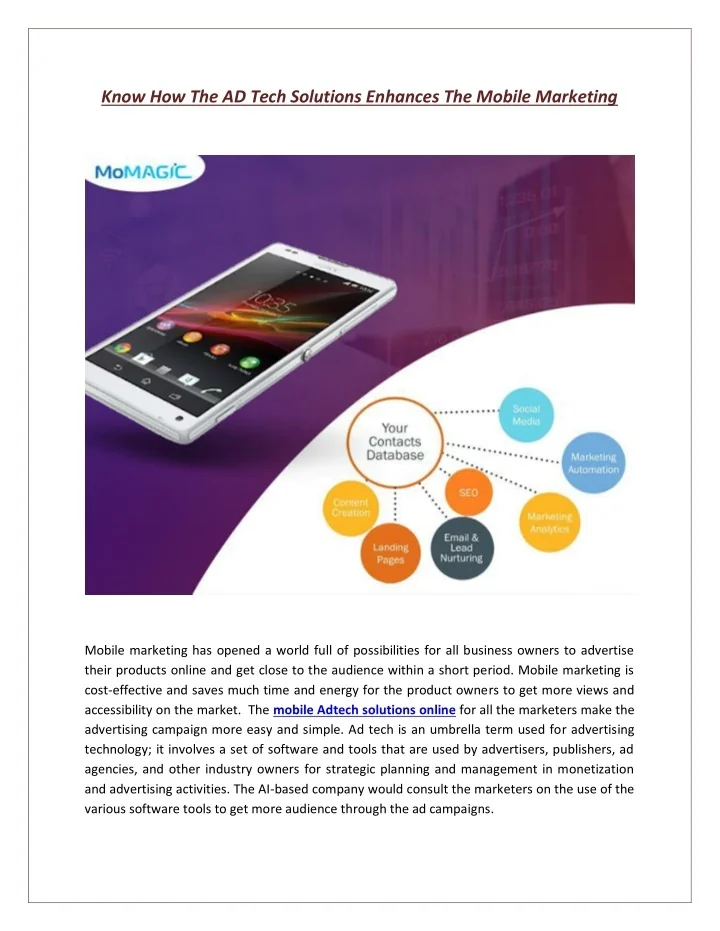 PPT - Know How The AD Tech Solutions Enhances The Mobile Marketing ...