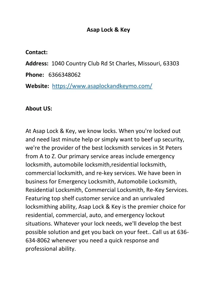 PPT - Asap Lock & Key PowerPoint Presentation, free download - ID:10663581