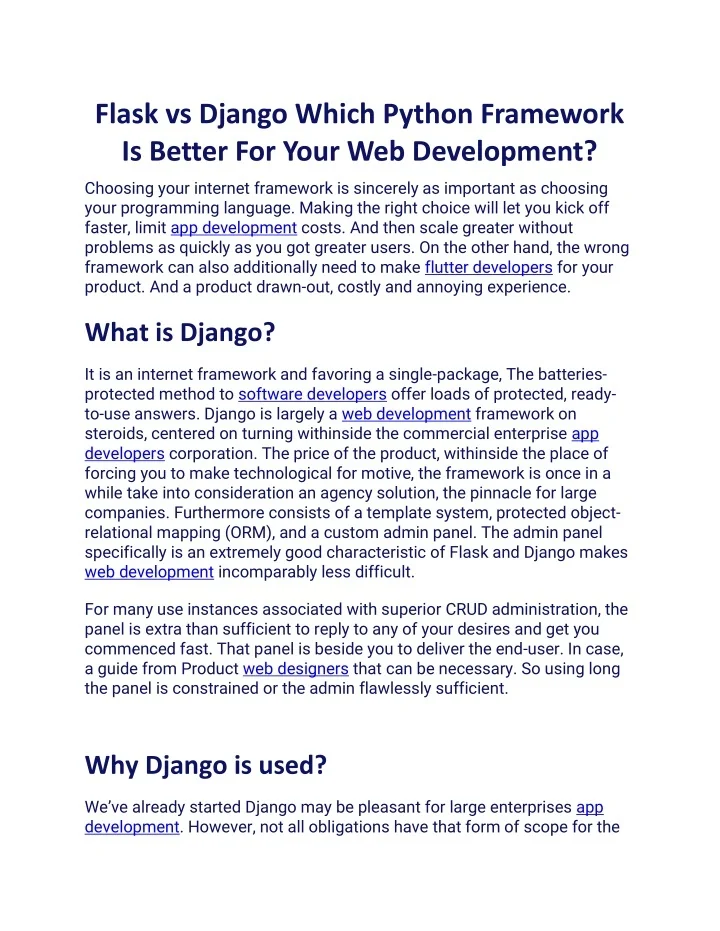 PPT - Flask vs Django Which Python Framework Is Better For Your Web ...