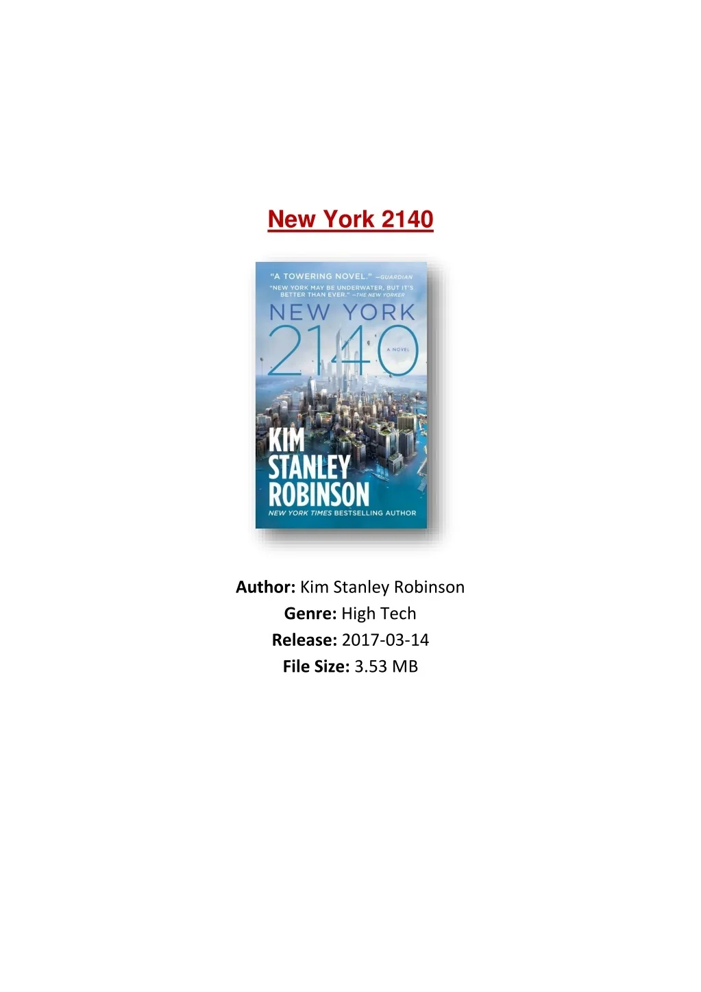 PPT - [PDF] Free Download New York 2140 By Kim Stanley Robinson ...