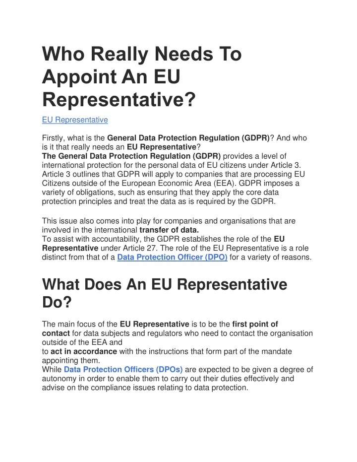 PPT - EU Representative PowerPoint Presentation, free download - ID ...