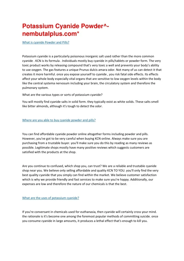 PPT - Potassium Cyanide Powder^- nembutalplus.com* PowerPoint ...