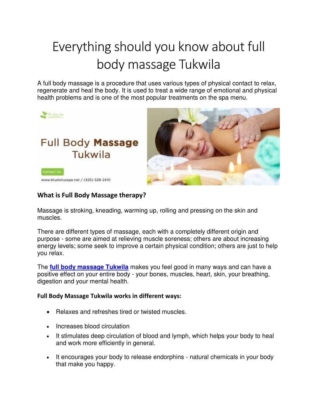 Ppt Everything Should You Know About Full Body Massage Tukwila