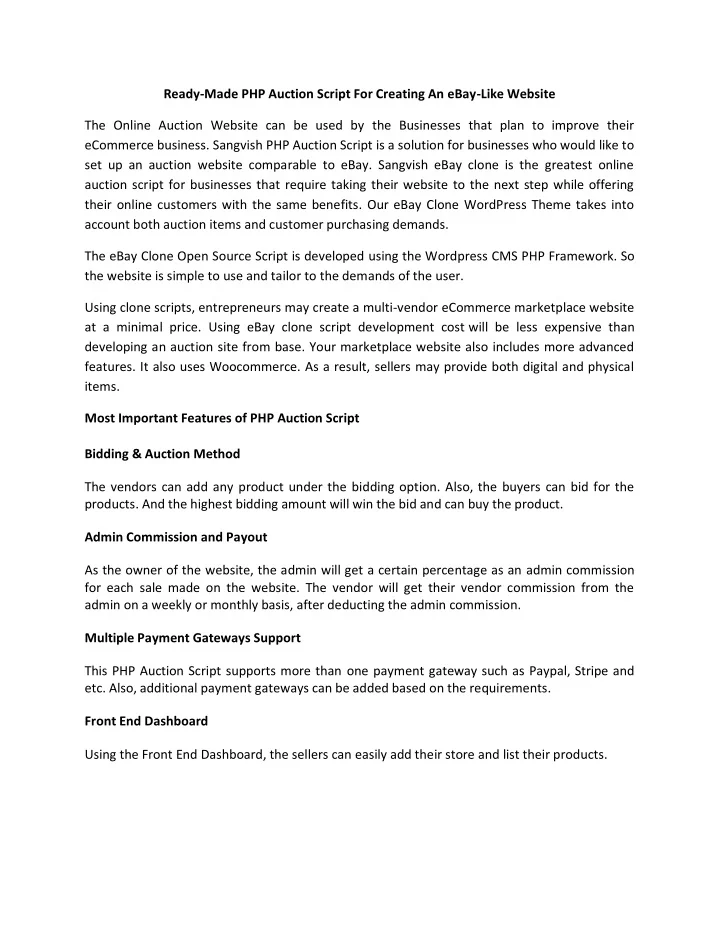 PPT - Ready-Made PHP Auction Script For Creating An eBay-Like Website ...