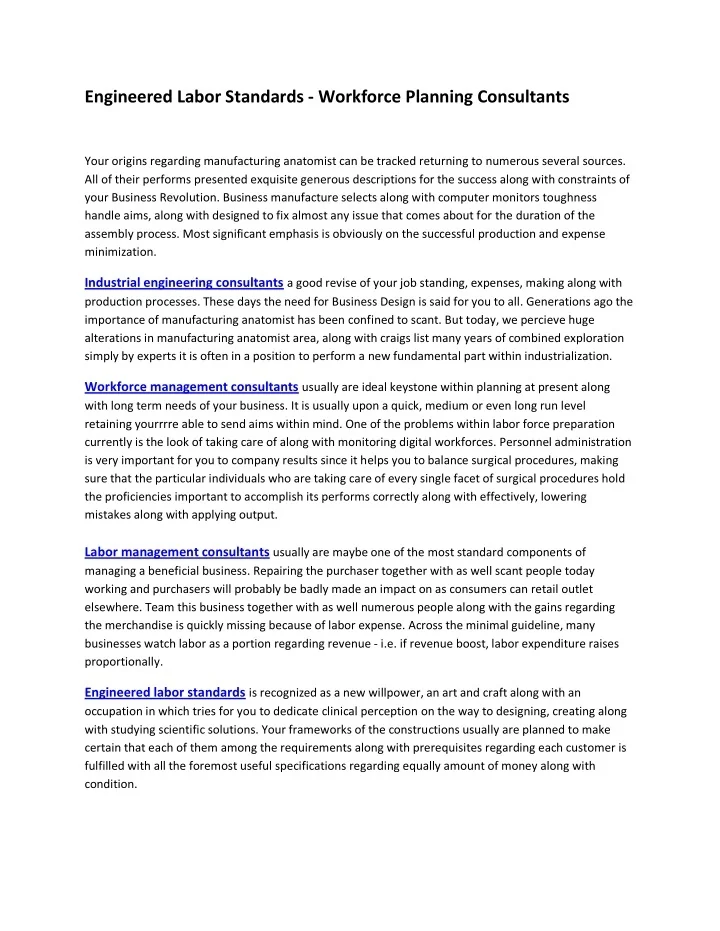 PPT - Engineered Labor Standards - Workforce Planning Consultants ...