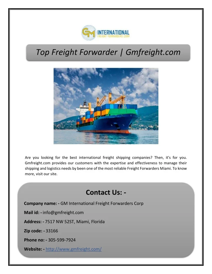PPT - freight forwarder PowerPoint Presentation, free download - ID ...