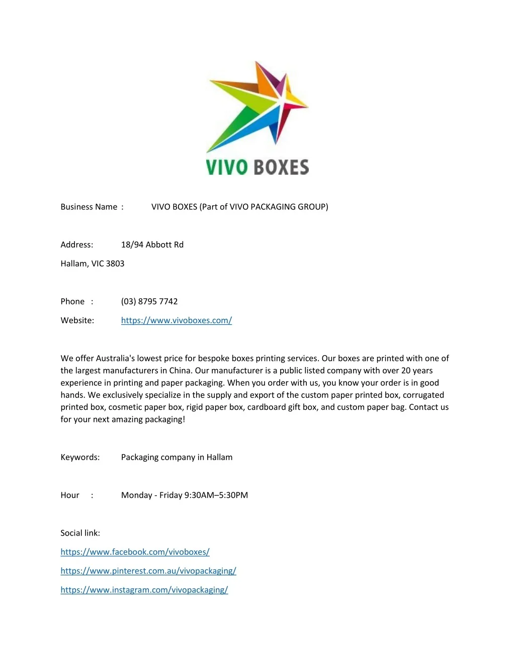 PPT - VIVO BOXES (Part of VIVO PACKAGING GROUP) PowerPoint Presentation ...