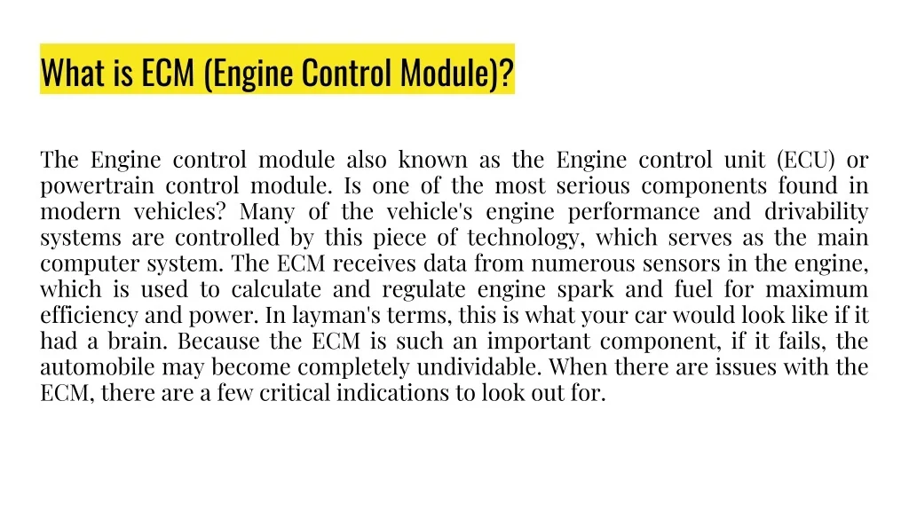 PPT - Car ECM Master Repairing Training Course Online in India ...