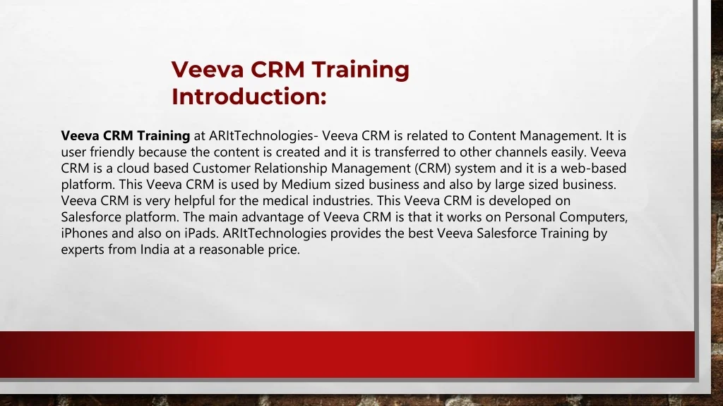 PPT - Veeva CRM Training | Veeva CRM Online Training – ARIT PowerPoint ...