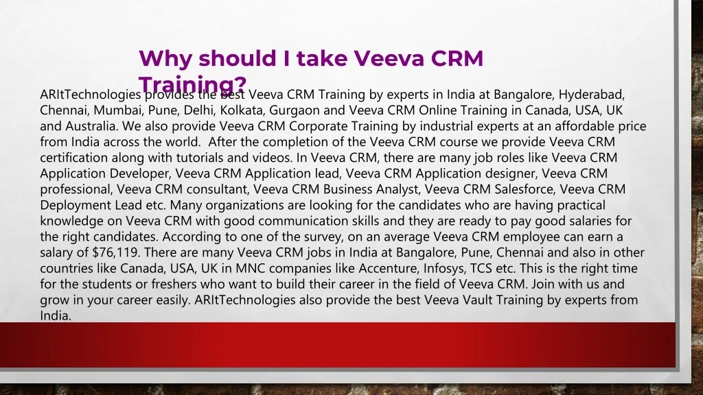 PPT - Veeva CRM Training | Veeva CRM Online Training – ARIT PowerPoint ...