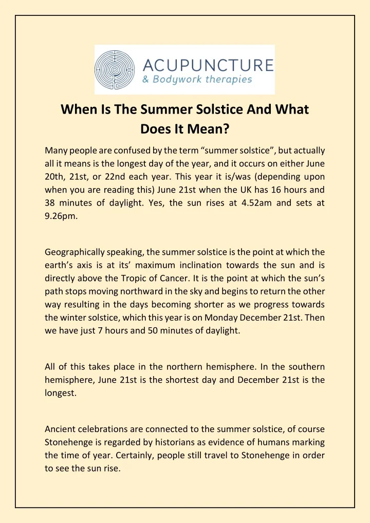 PPT - When Is The Summer Solstice And What Does It Mean PowerPoint ...
