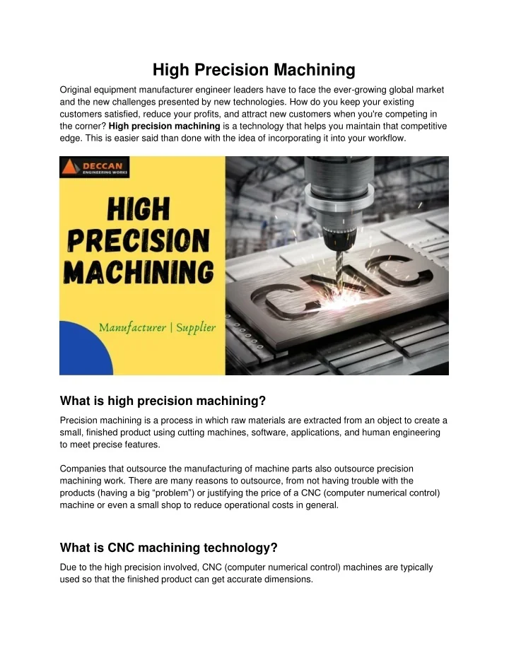 PPT - High Precision Machining PowerPoint Presentation, free download ...