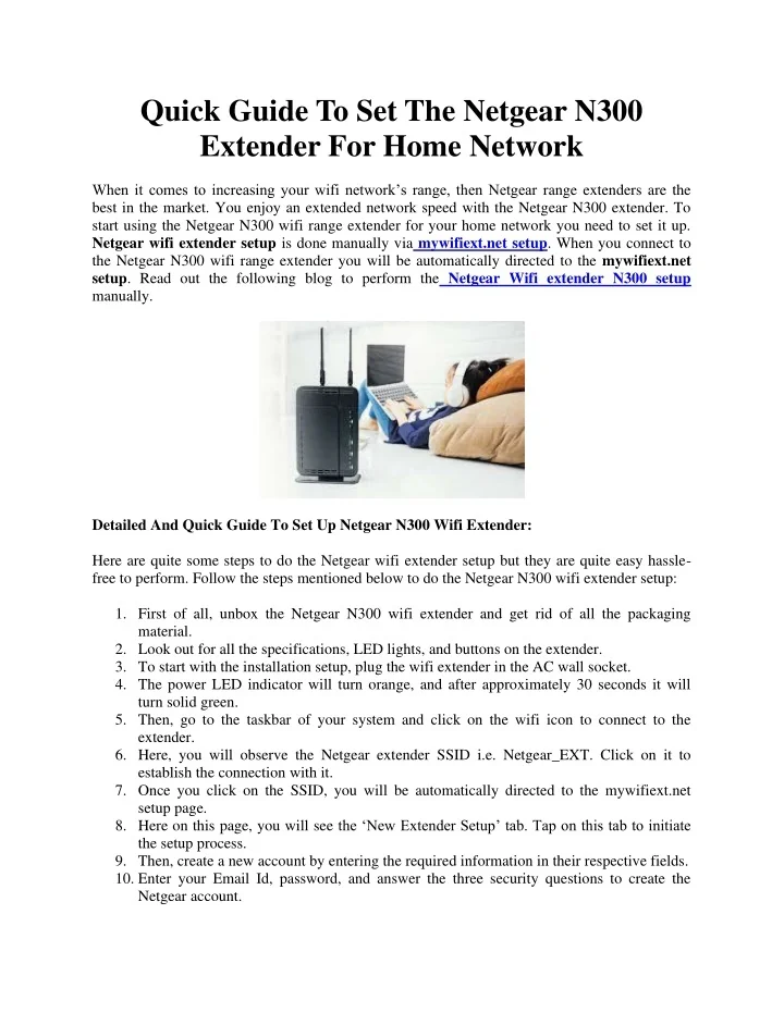 PPT - Quick Guide To Set The Netgear N300 Extender For Home Network ...