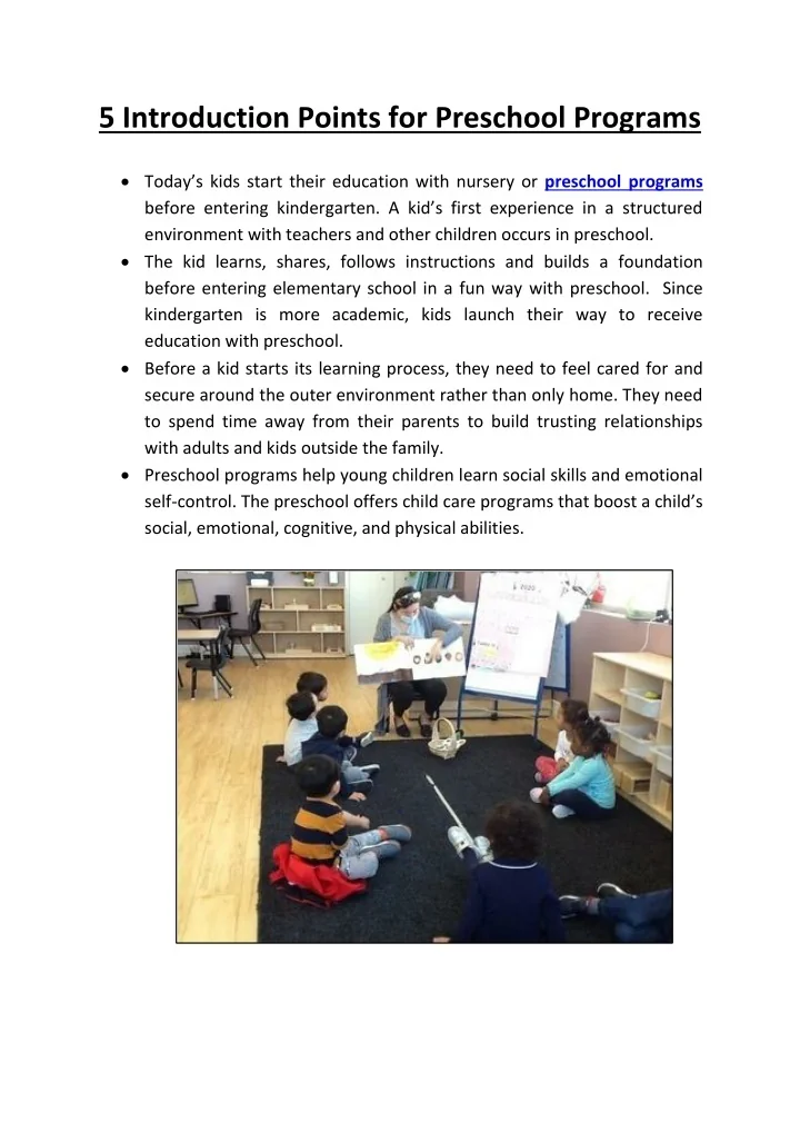 PPT - 5 Introduction Points for Preschool Programs PowerPoint ...