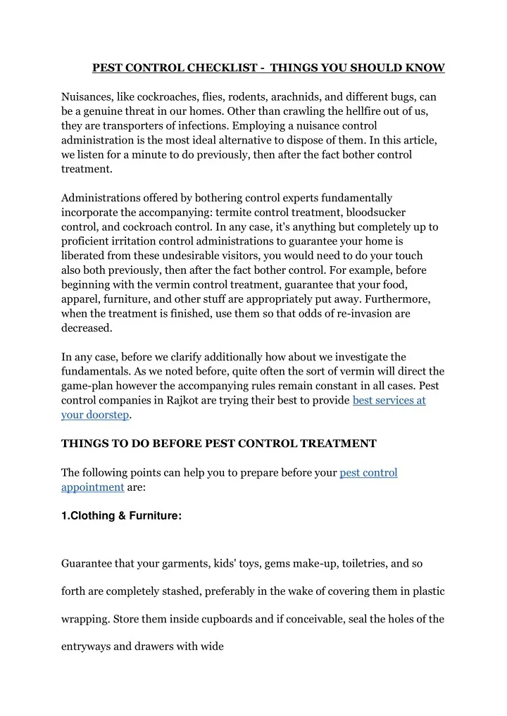 PPT - PEST CONTROL CHECKLIST - THINGS YOU SHOULD KNOW PowerPoint ...