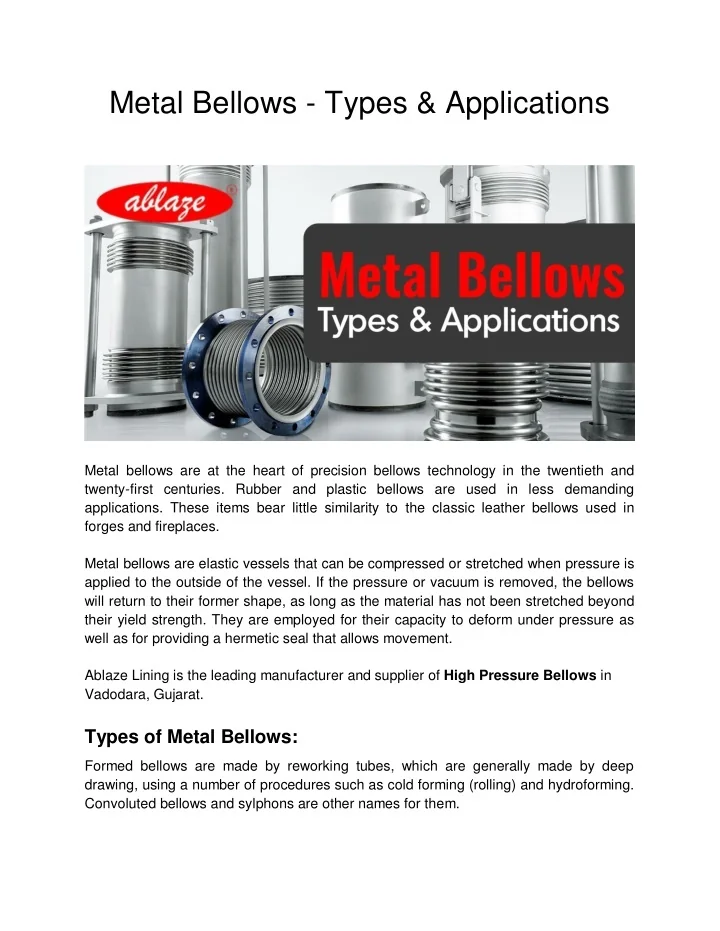 PPT - Metal Bellows - Types & Applications PowerPoint Presentation ...