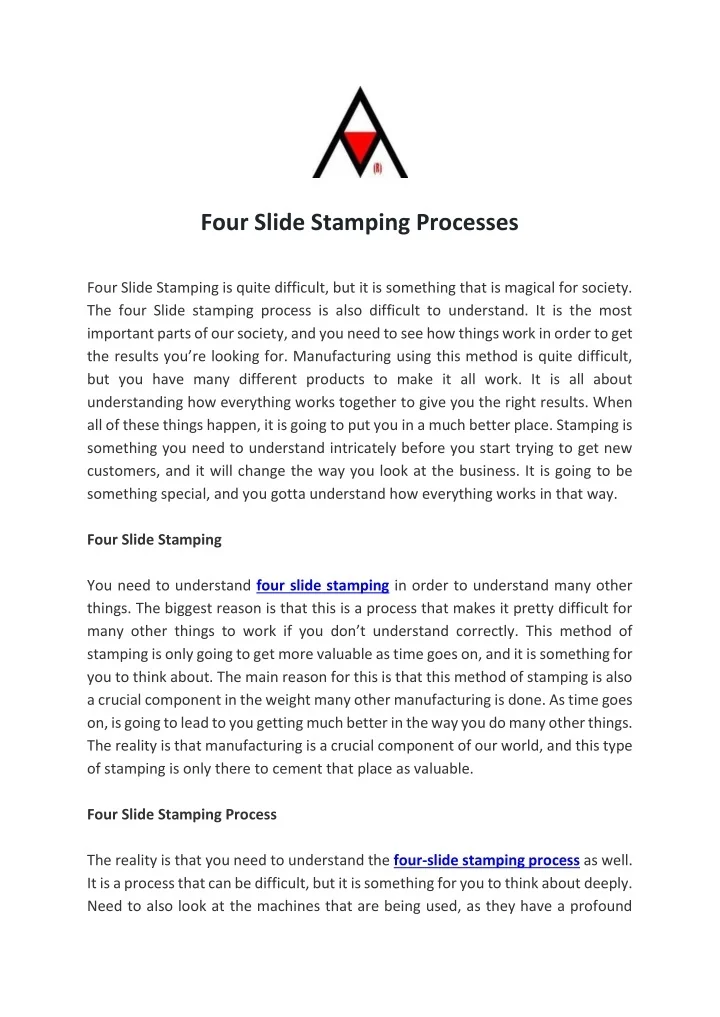 PPT - Four Slide Stamping Processes PowerPoint Presentation, free ...