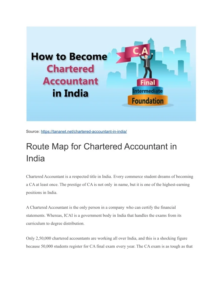 PPT - Route Map for Chartered Accountant in India PowerPoint ...