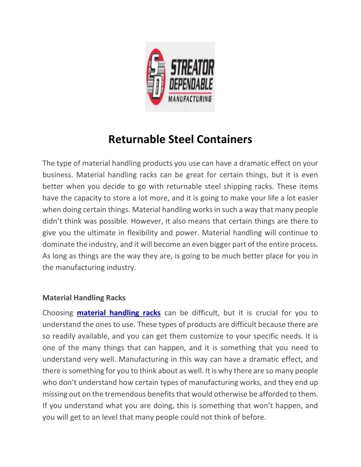 PPT - Returnable Steel Containers PowerPoint Presentation, free ...
