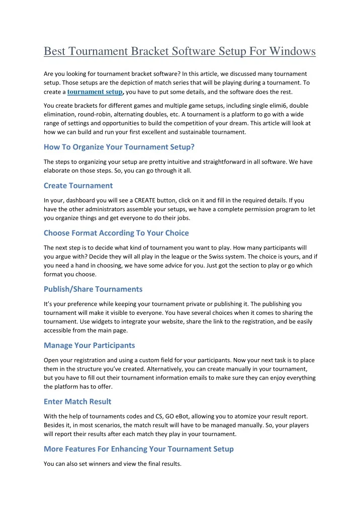 PPT - Best Tournament Bracket Software Setup For Windows PowerPoint ...
