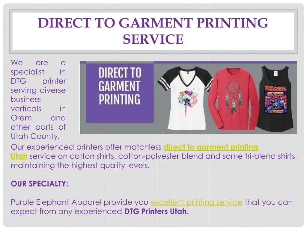 PPT - Purple Elephant Apparel Utah USA - All Offering Services ...