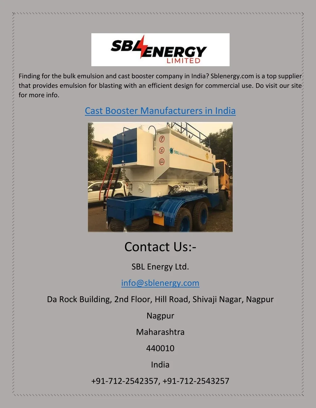 PPT - Cast Booster Manufacturers in India | Sblenergy.com PowerPoint ...