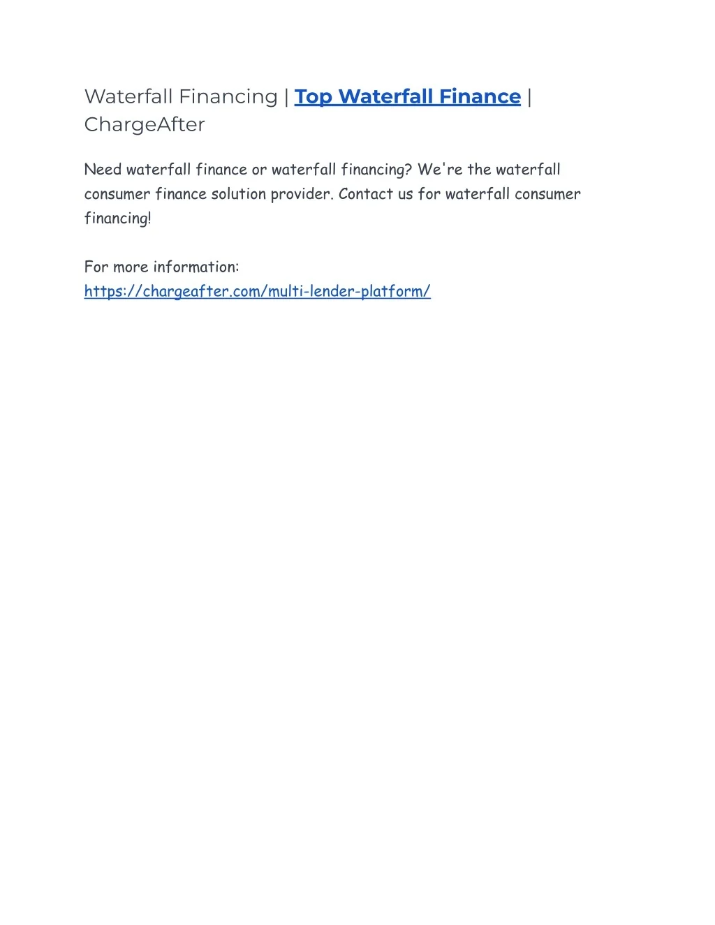 PPT - Waterfall Financing | Waterfall Consumer Finance | ChargeAfter ...