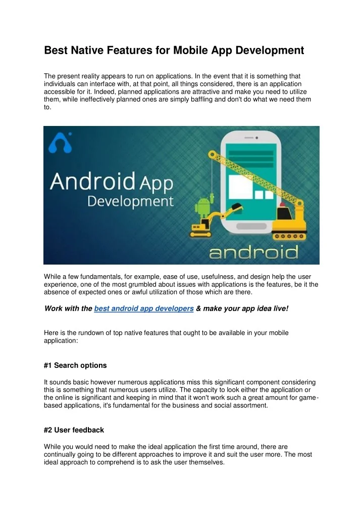 PPT - Best Native Features for Mobile App Development PowerPoint ...