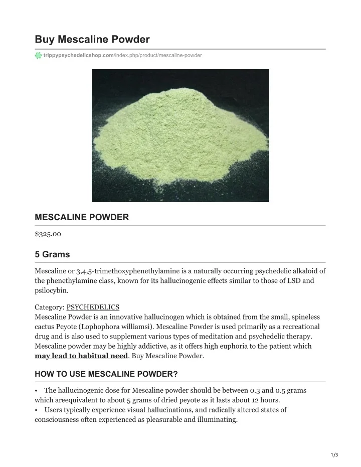 PPT - Mescaline Powder PowerPoint Presentation, free download - ID:10697620