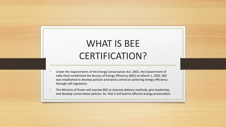 PPT - WHAT IS BEE CERTIFICATION PowerPoint Presentation, free download ...
